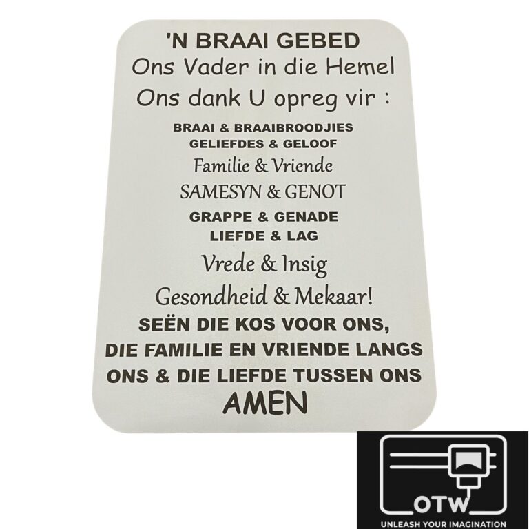 Braai Gebed Plaque - One Time Wonders